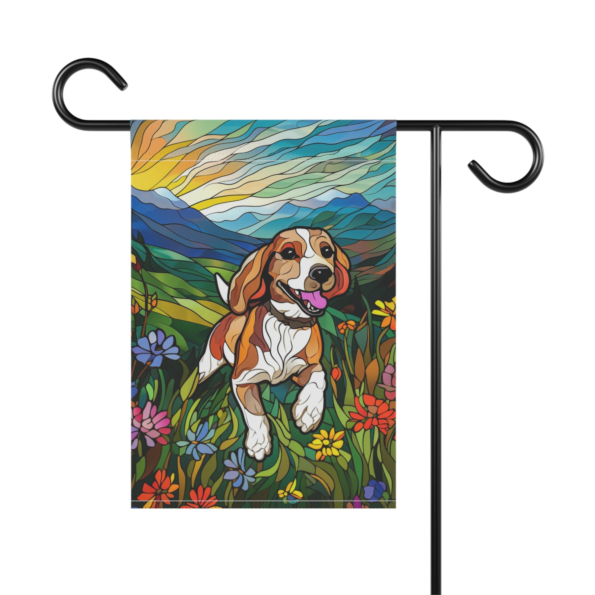 Beagle Stained Glass Style Garden & House Banner, Beagle Garden Flag ...
