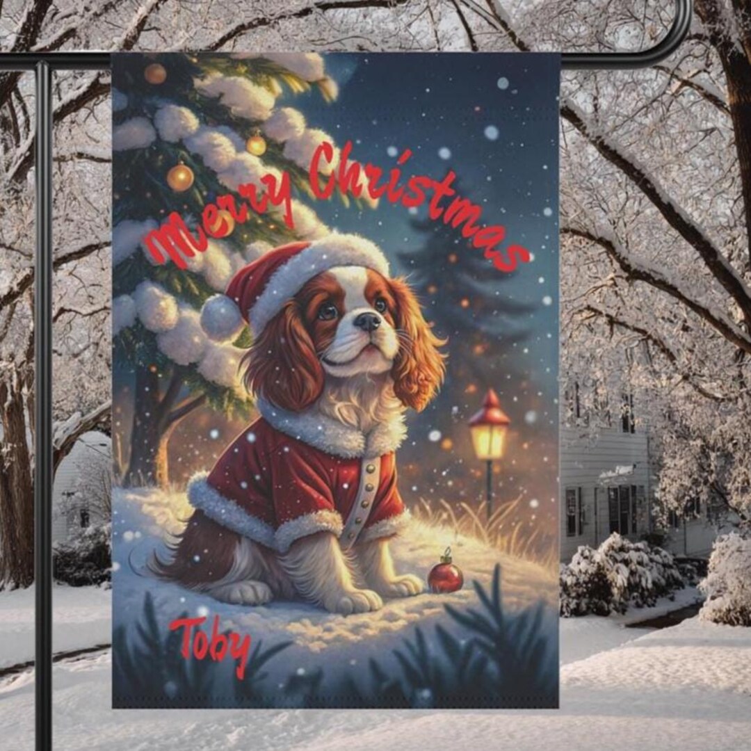 PERSONALIZED, Cavalier King Charles Christmas Garden Flag, Cav House ...