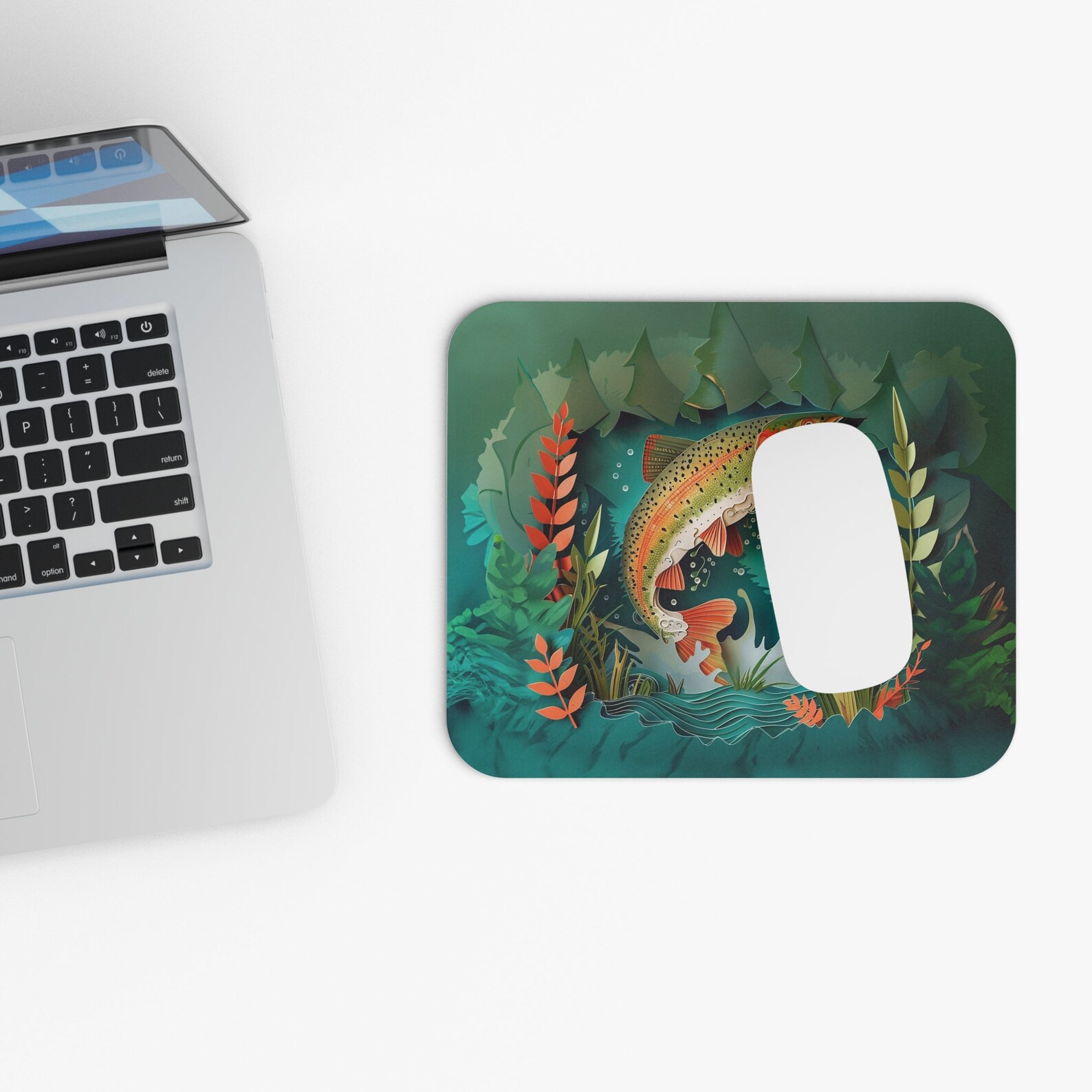 Jumping Rainbow Trout Mouse Pad (rectangle)(9"x8"), Fly Fishing Lover ...