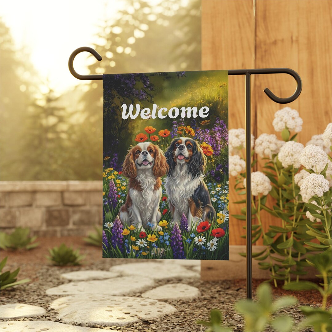 Cavalier King Charles Welcome Garden Flag, Cav House Banner, Outdoor ...