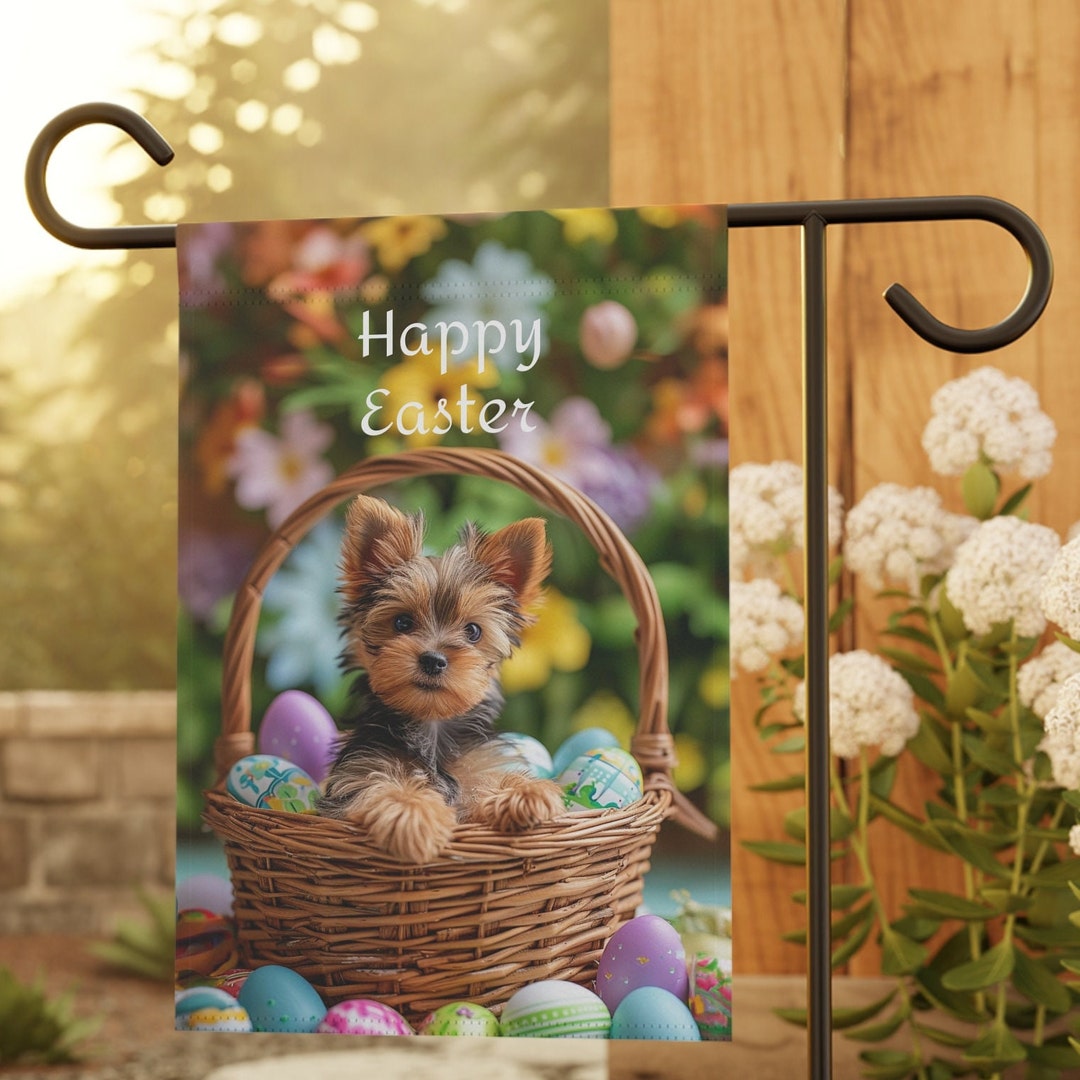 Yorkie Puppy Easter Garden & House Banner, 12x18 In, Yorkie Garden Flag ...