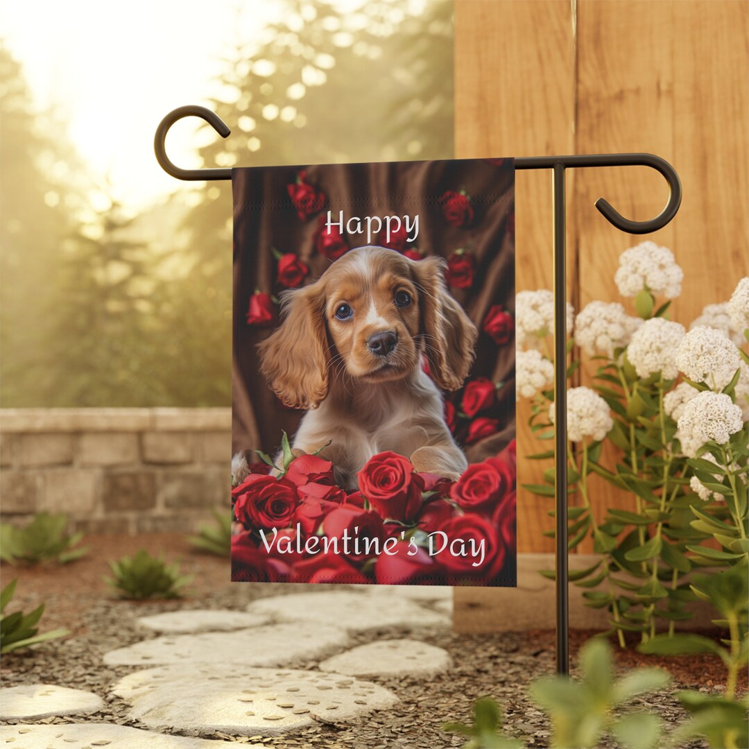 Cocker Spaniel Puppy Valentine's Garden & House Banner, 12x18 In ...