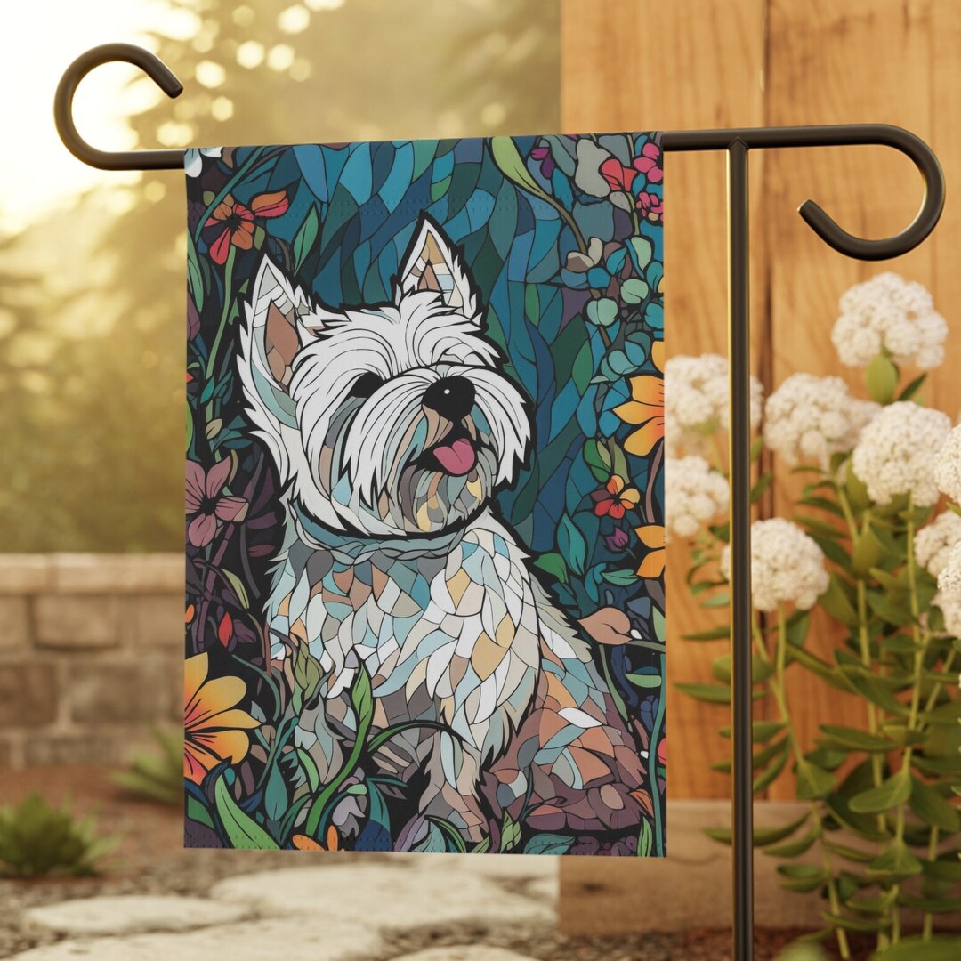 Westie Stained Glass Style Garden & House Banner, Westie Garden Flag ...