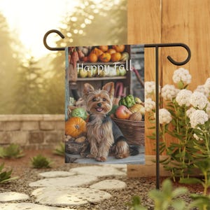 Yorkie Fall Garden Flag, Yorkie Fall Garden Flag Gift, Cute Fall Gift ...