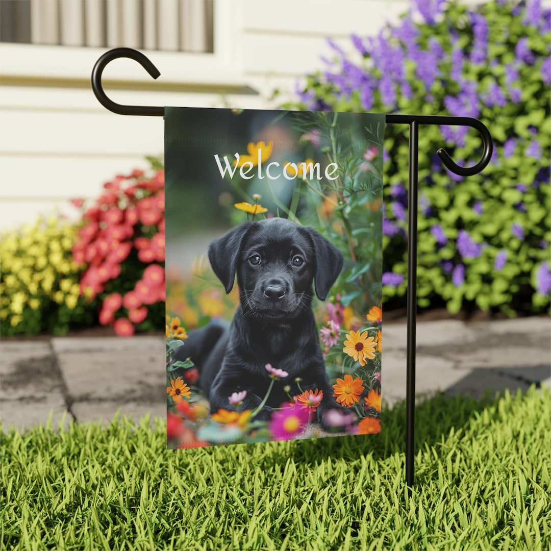 Black Lab Summer Garden & House Banner, Black Lab Summer Garden Flag ...