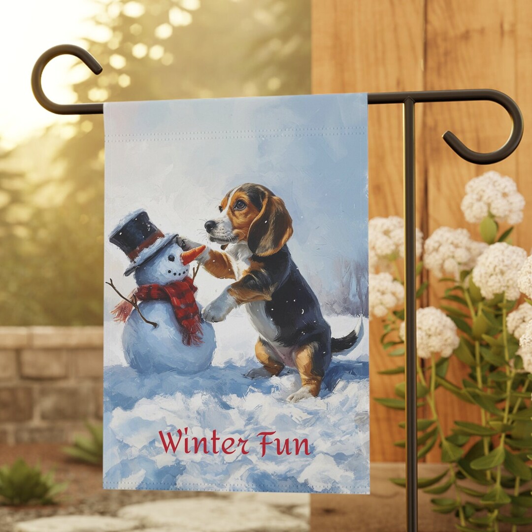 Beagle Winter Garden & House Banner, 12x18 In, Beagle Garden Flag ...