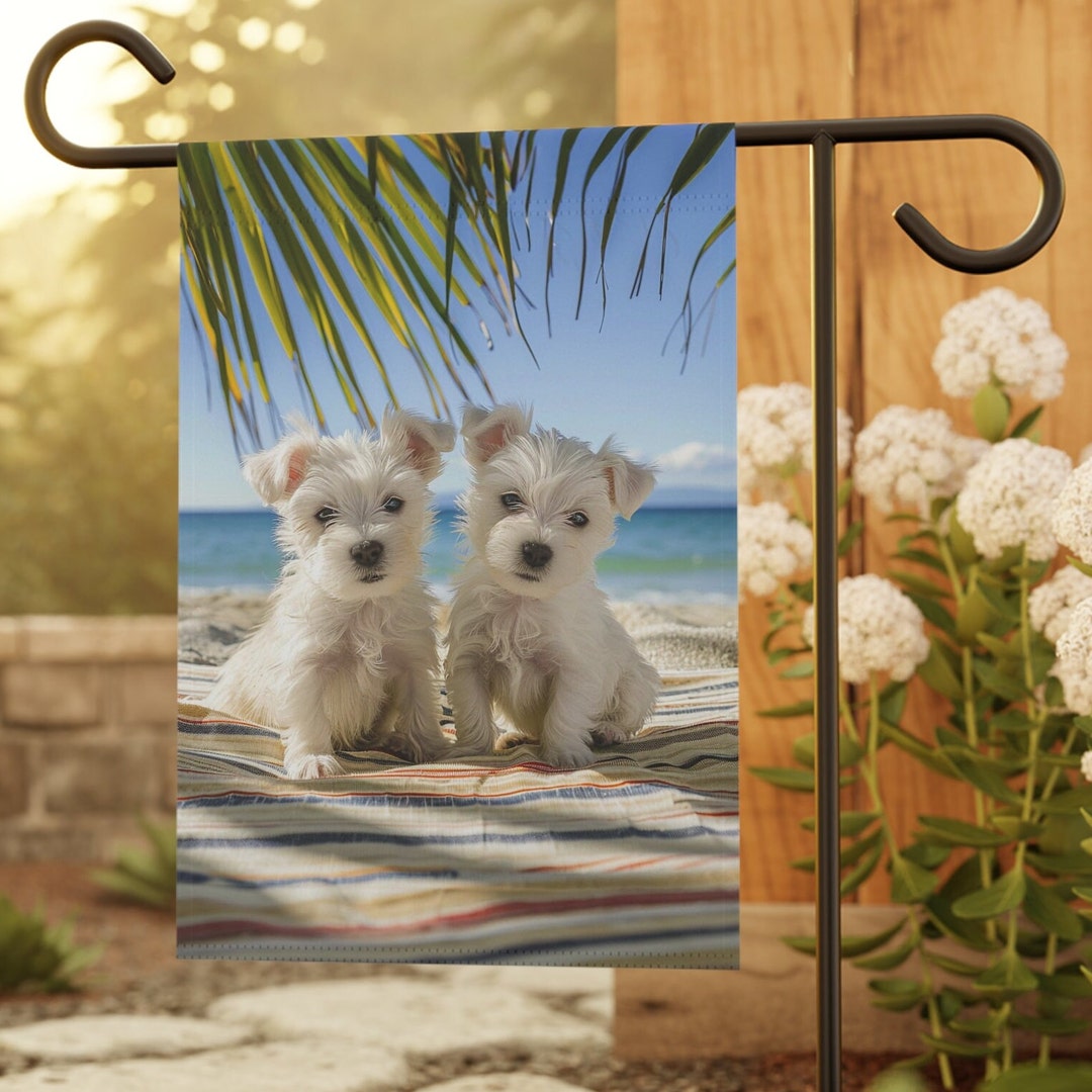Westie Beach Garden & House Banner, Westie Puppies Garden Flag, Westie ...