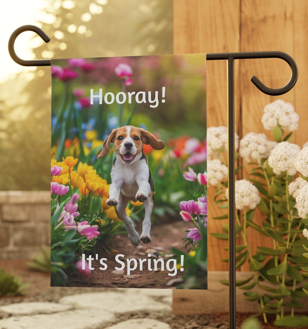 Beagle Puppy Spring Garden & House Banner, 12x18 In, Beagle Garden Flag ...
