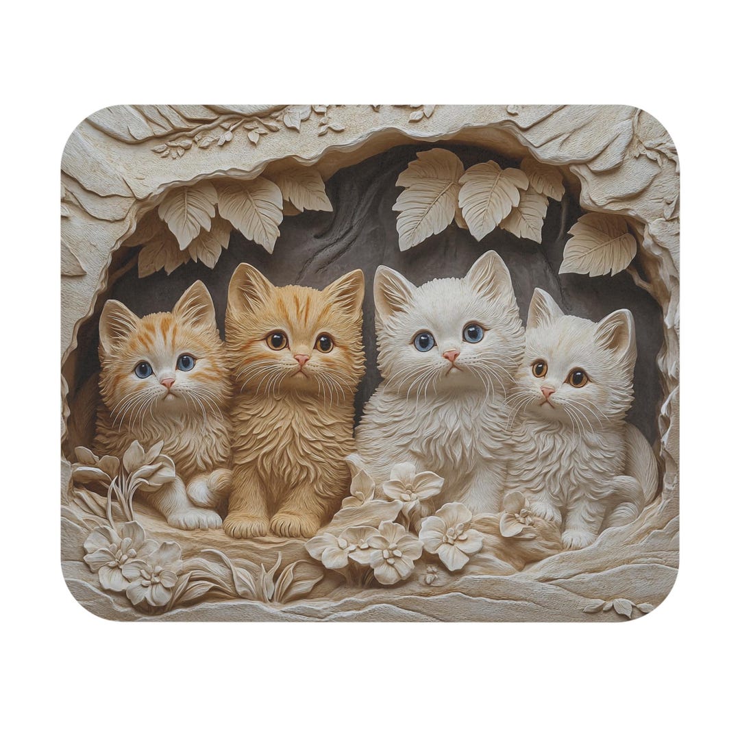 Bas Relief Kitten Mouse Pad, Kitten Mouse Pad Gift, Kitten Gift, Cat ...