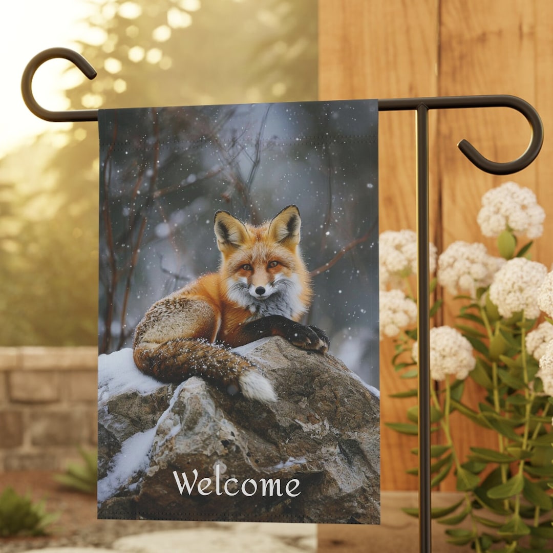 Fox Pup Garden & House Banner, 12x18 In, Fox Garden Flag, Fox Winter ...