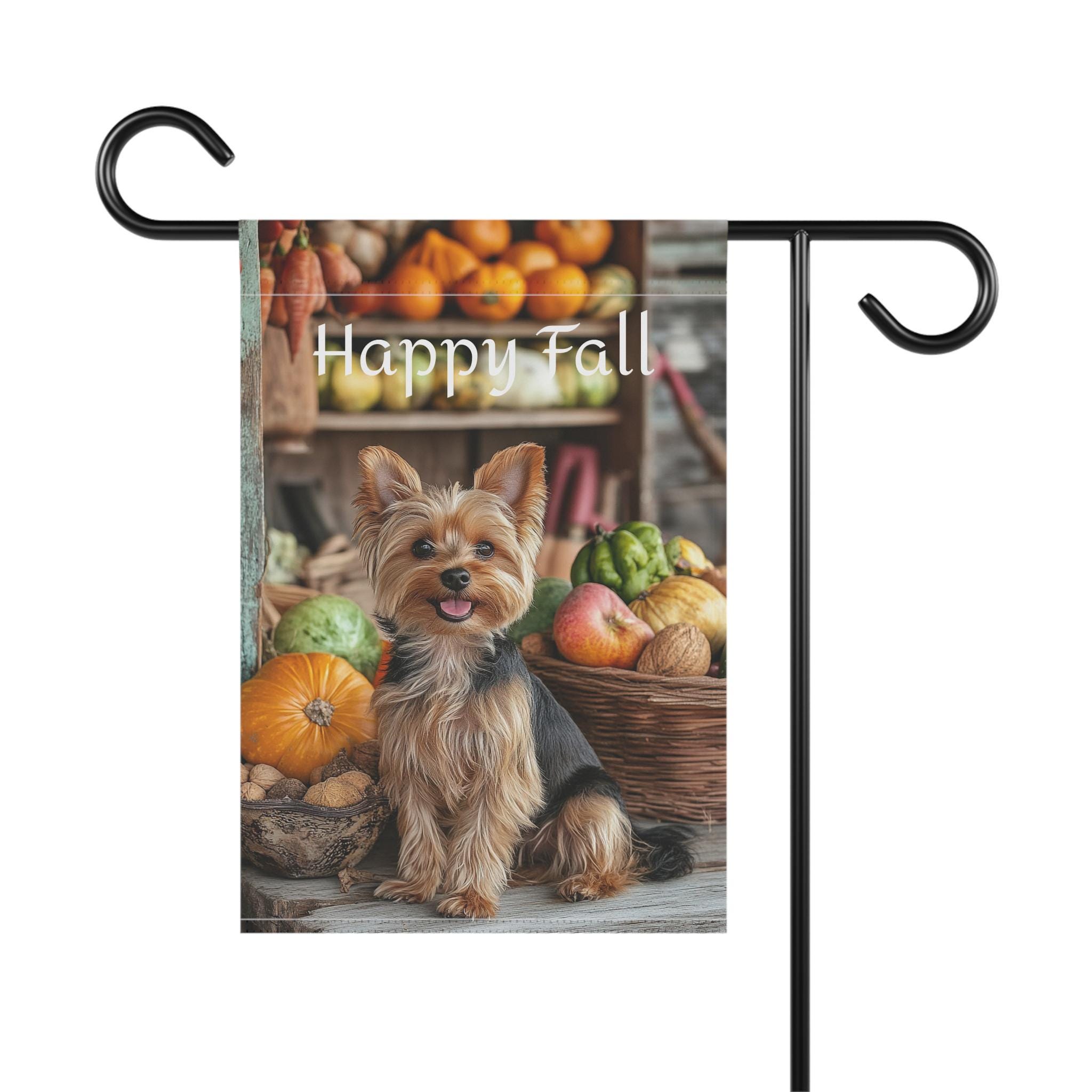 Yorkie Fall Garden Flag, Yorkie Fall Garden Flag Gift, Cute Fall Gift ...