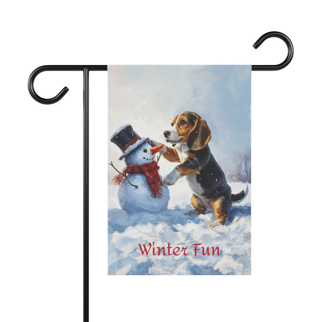 Beagle Winter Garden & House Banner, 12x18 In, Beagle Garden Flag ...