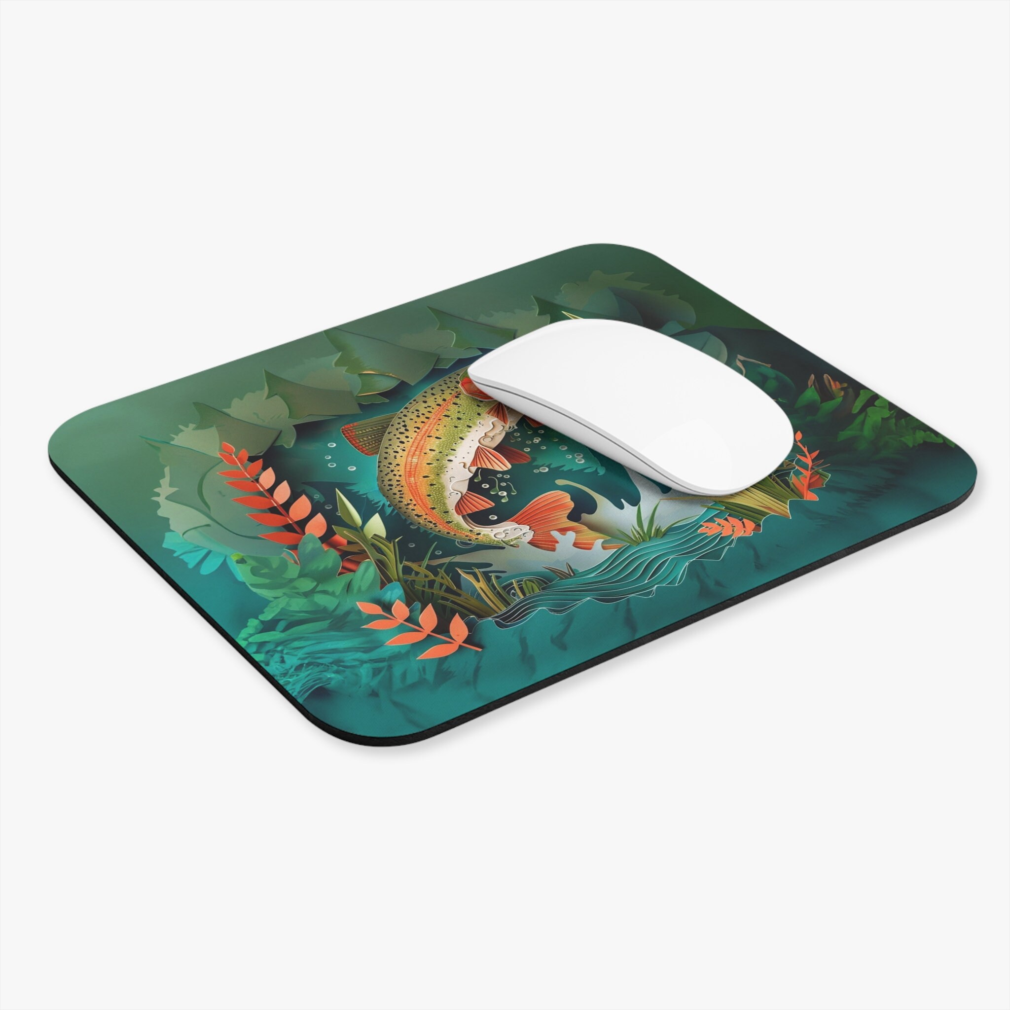 Jumping Rainbow Trout Mouse Pad (rectangle)(9"x8"), Fly Fishing Lover ...