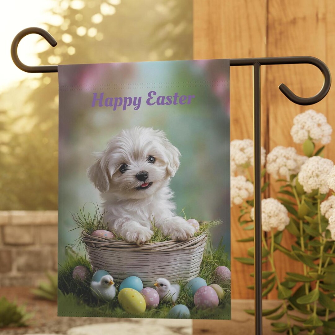 Maltese Easter Garden Flag, Maltese Welcome Garden Flag Gift, Maltese ...