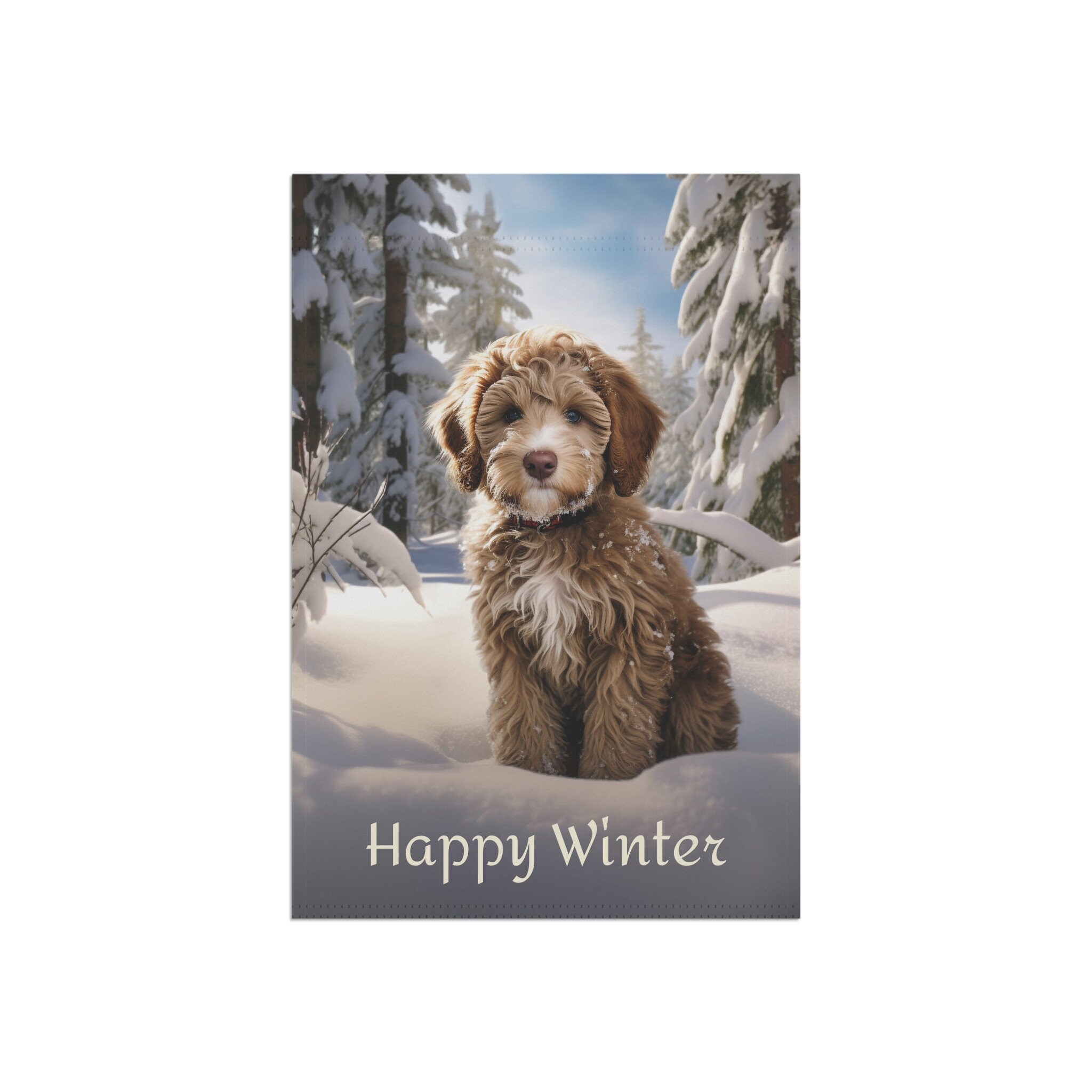 Labradoodle in Winter Garden & House Banner, Labradoodle Garden Flag ...