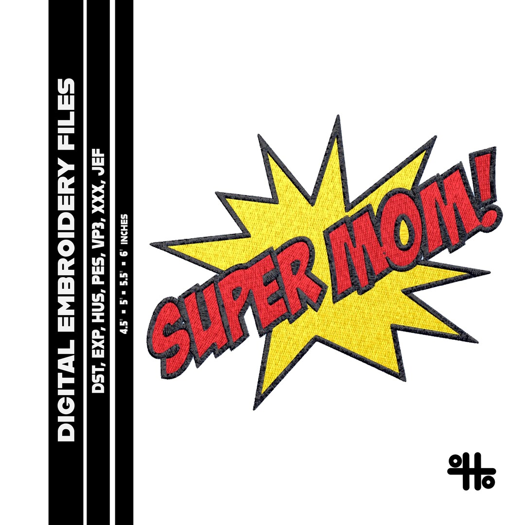 Super Mom Embroidery Design: Comic Style Mother's Day (digital Download ...
