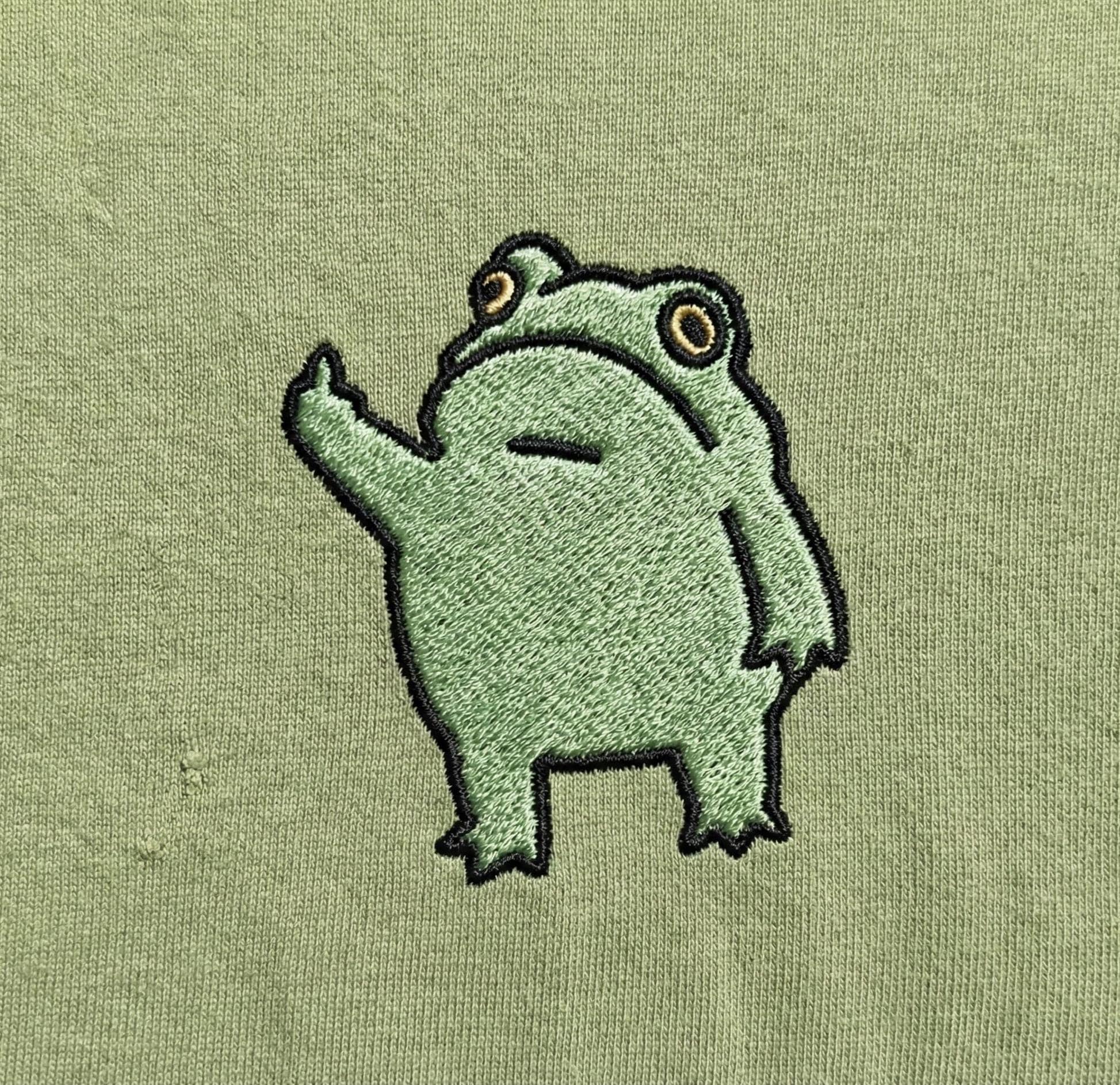 Funny Frog Middle Finger Embroidery Design – Grumpy Cartoon Toad ...