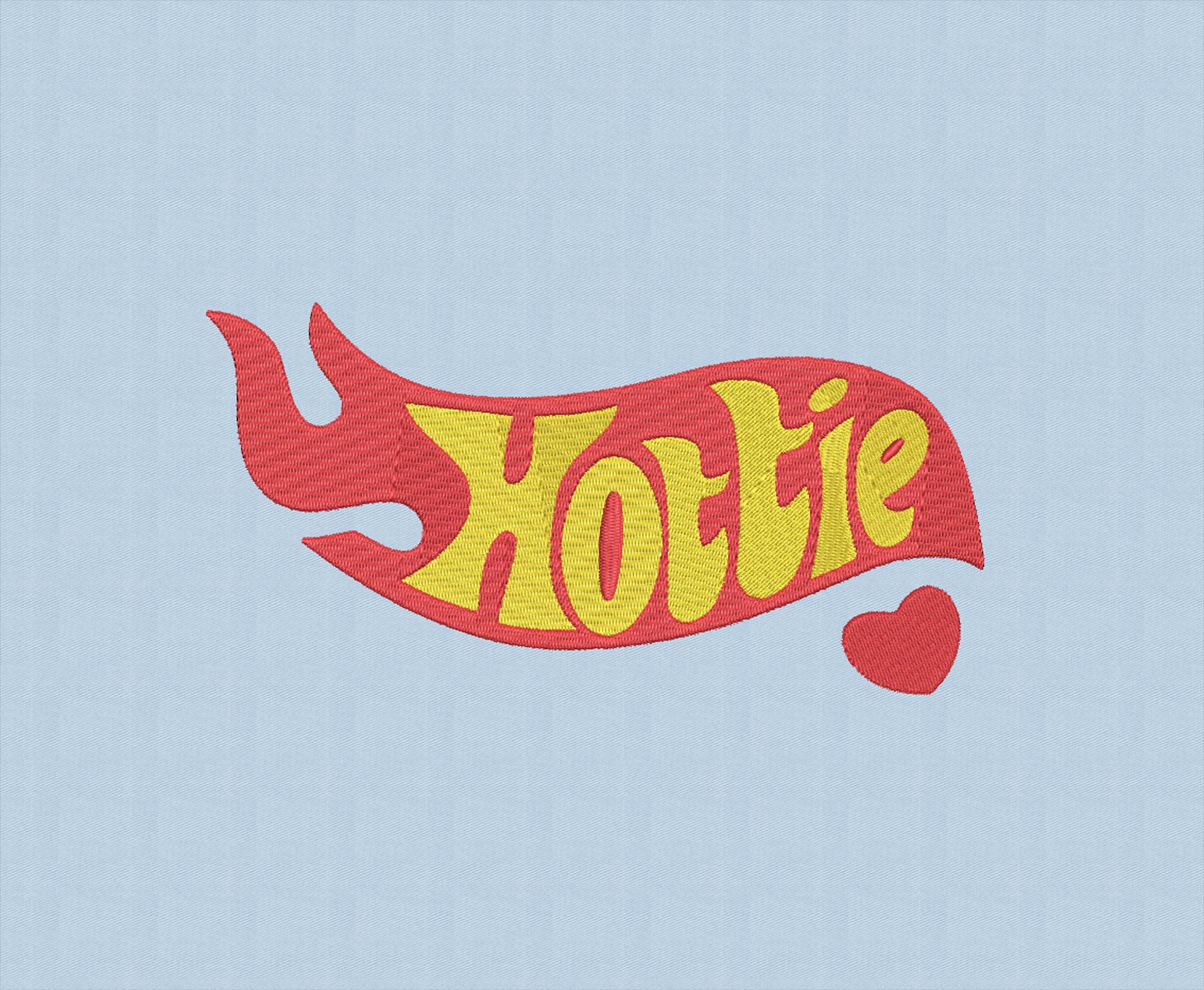 Hottie Retro Flame Embroidery Design – Y2K Machine Embroidery (digital ...