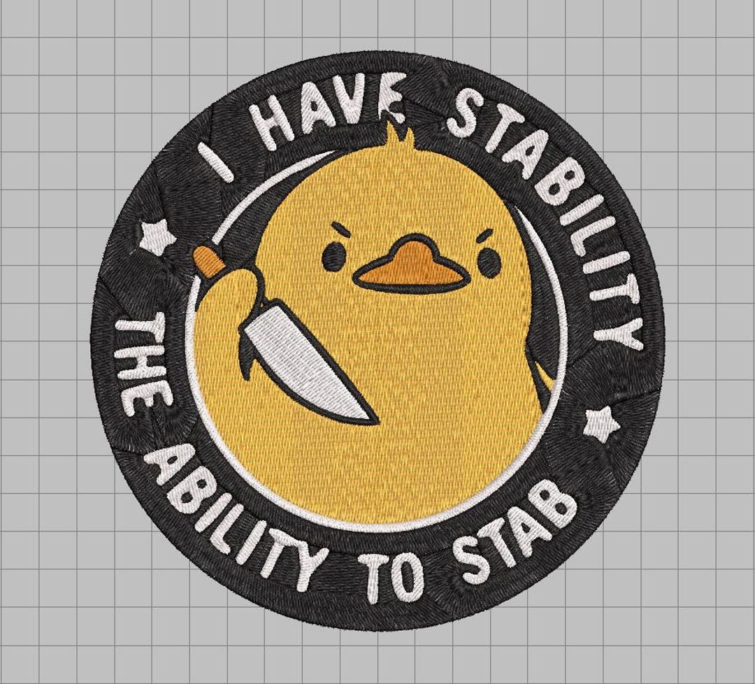 Funny Duck Embroidery Patch | I Have Stability Meme Design | Angry Cute ...