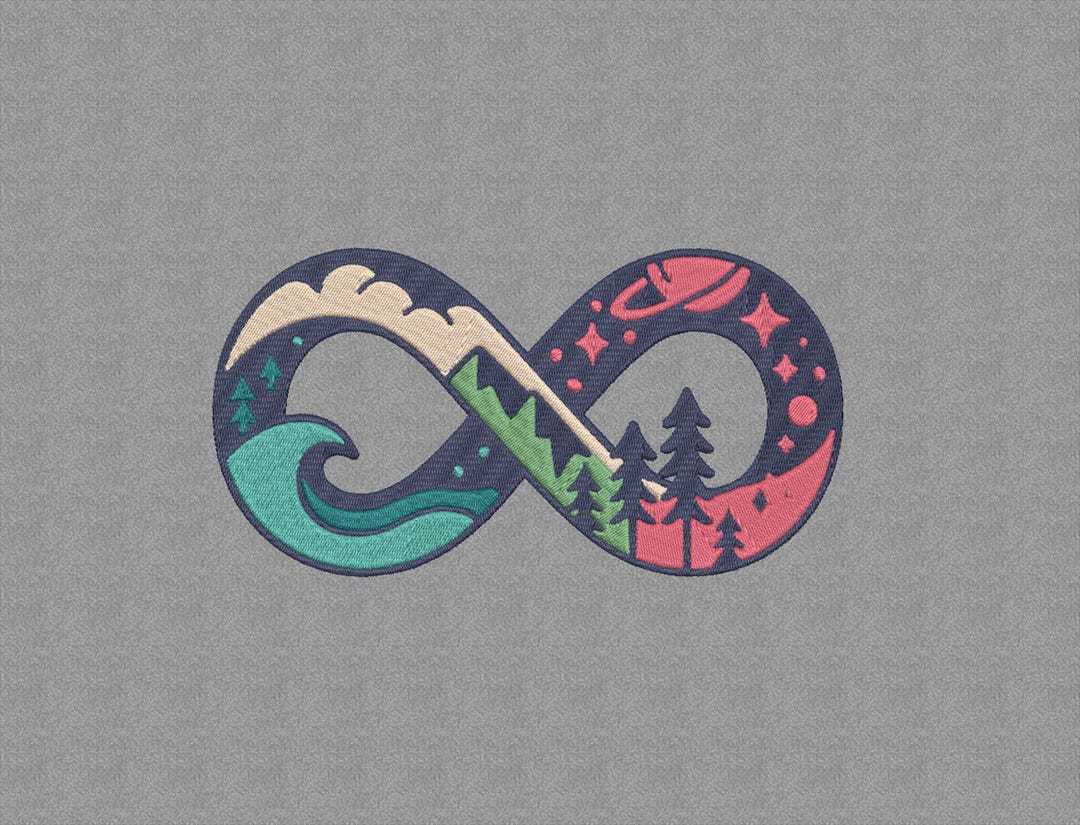 Infinity Nature Embroidery Design – Adventure, Mountains, and Cosmos ...