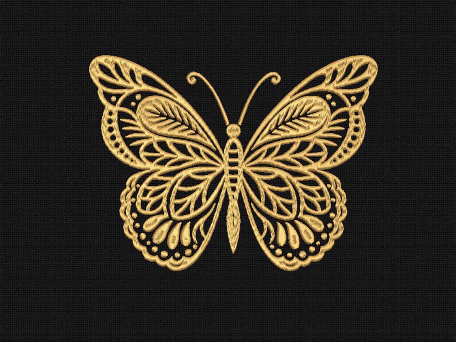 Gold Butterfly Embroidery Design: Elegant Insect Motif (digital ...