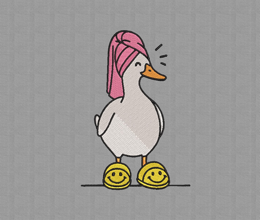 Cute Duck Embroidery Design | Towel, Slippers (digital File) - Etsy