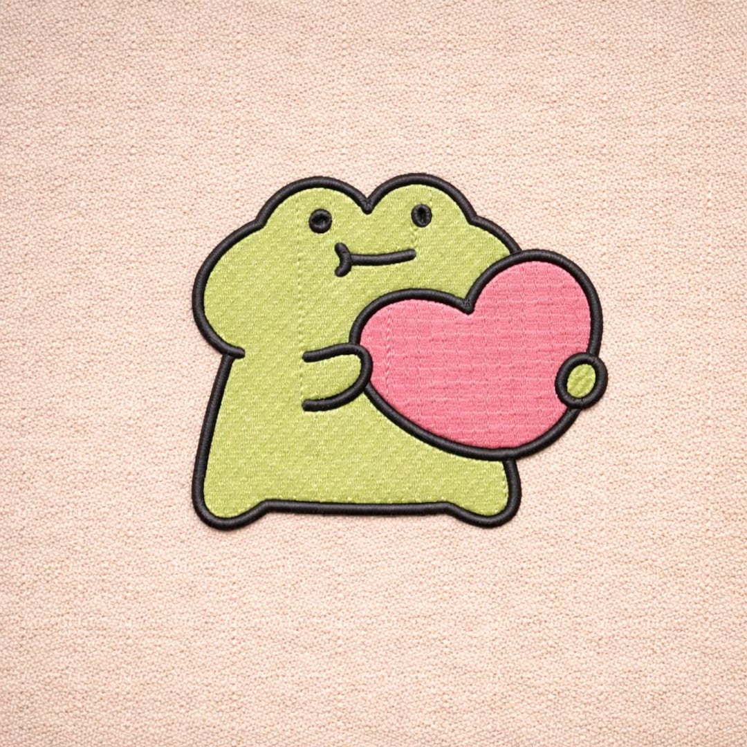 Kawaii Frog Holding Heart Embroidery Design, Valentine Animal Art ...
