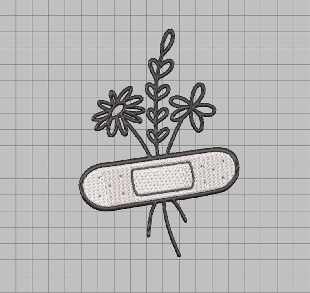 Floral Bandage Embroidery Design: Healing Flowers Patch (digital File ...