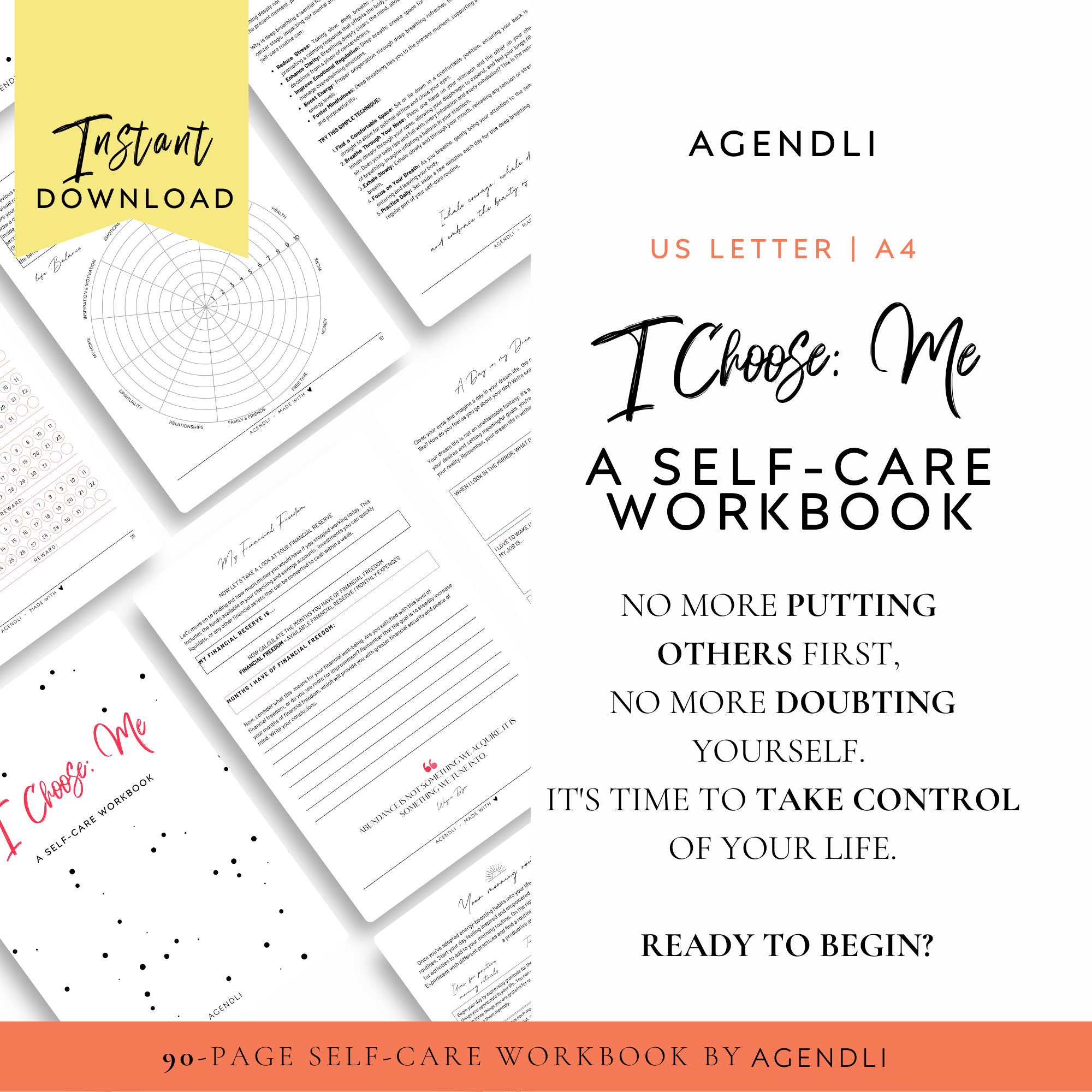 Self Care Workbook, Printable Tool for Stress and Anxiety Relief ...