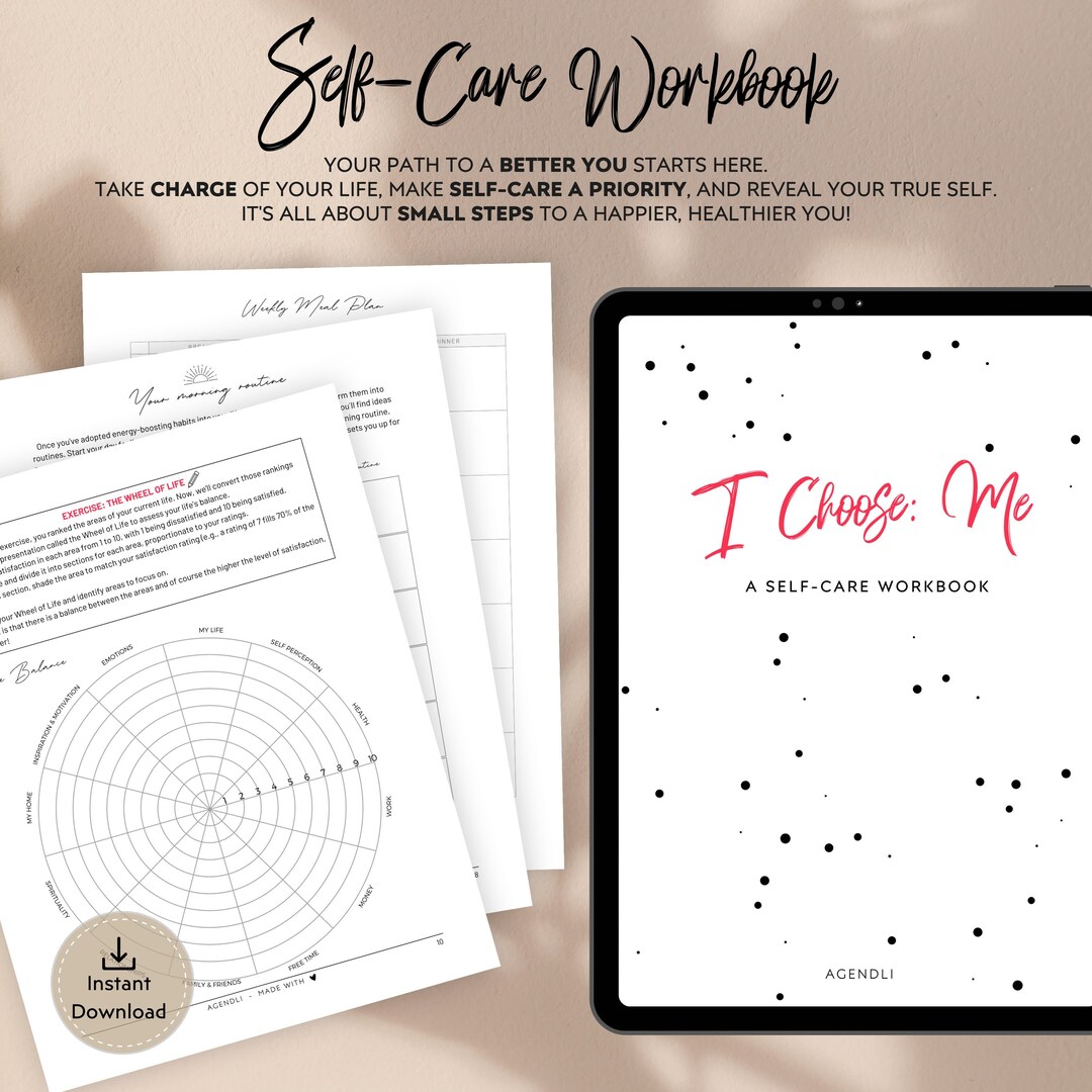 Self Care Workbook, Printable Tool for Stress and Anxiety Relief ...