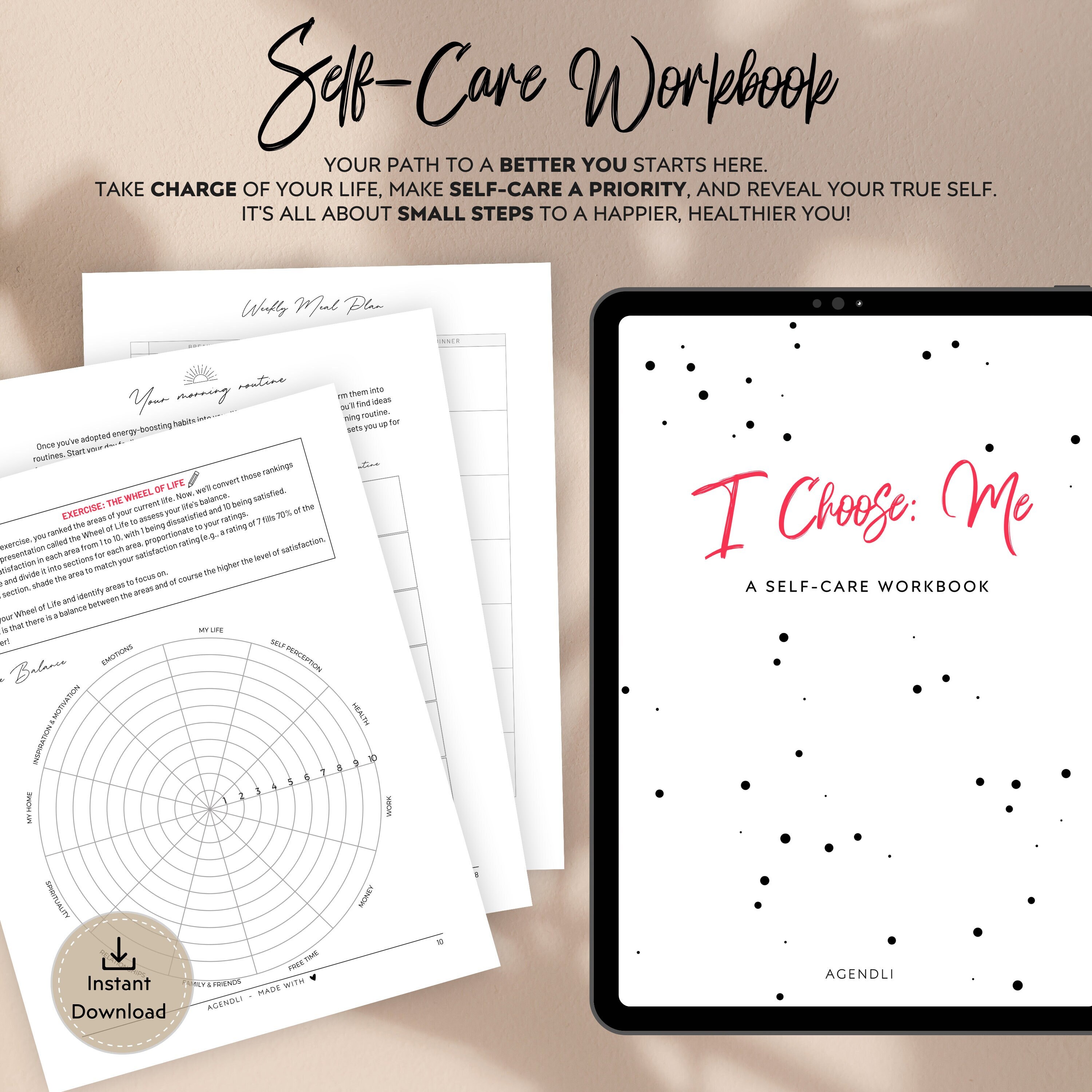 Self Care Workbook, Printable Tool for Stress and Anxiety Relief ...