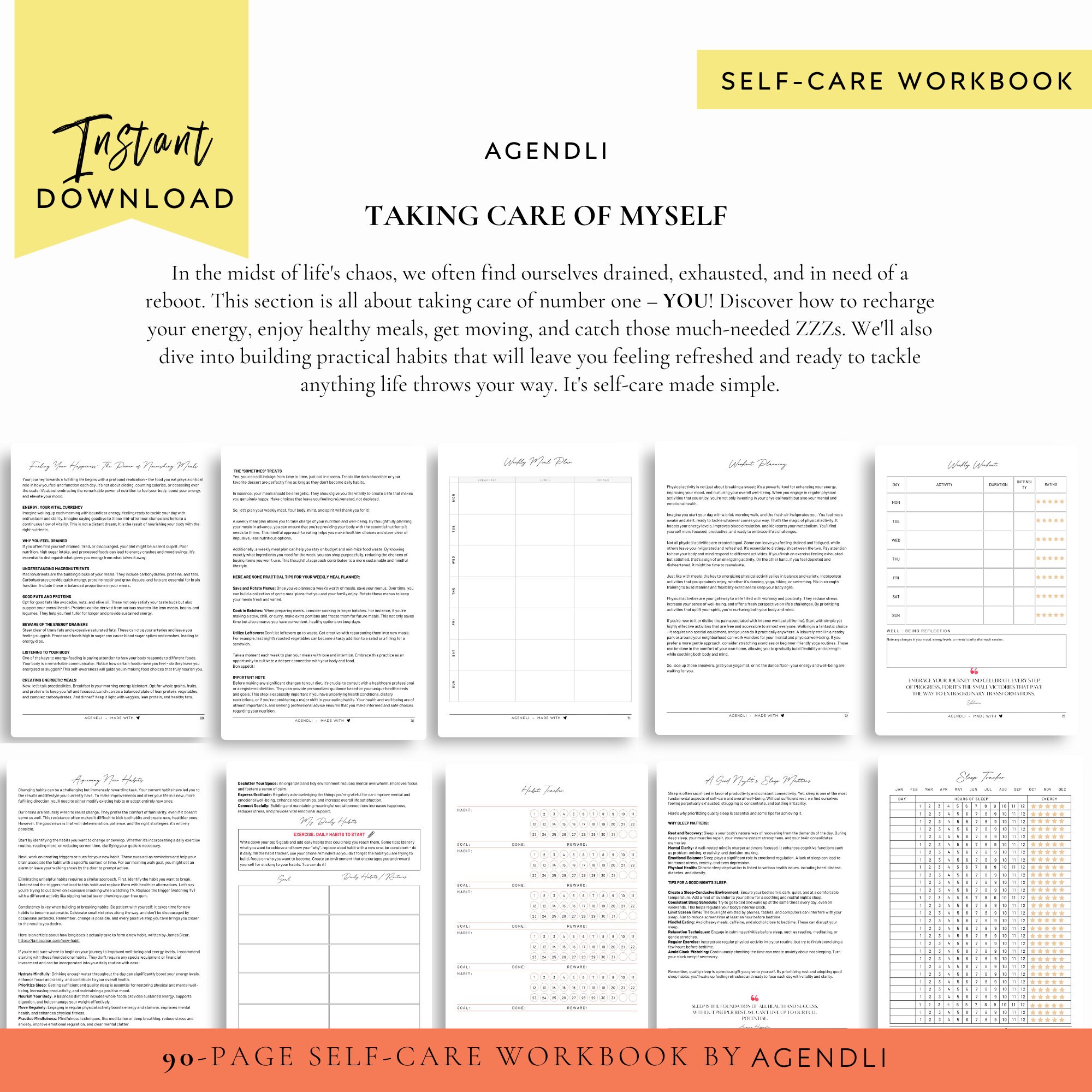 Self Care Workbook, Printable Tool for Stress and Anxiety Relief ...
