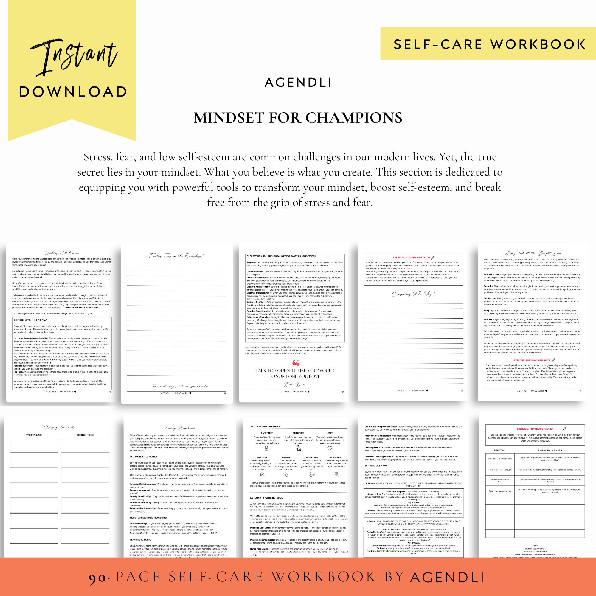 Self Care Workbook, Printable Tool for Stress and Anxiety Relief ...