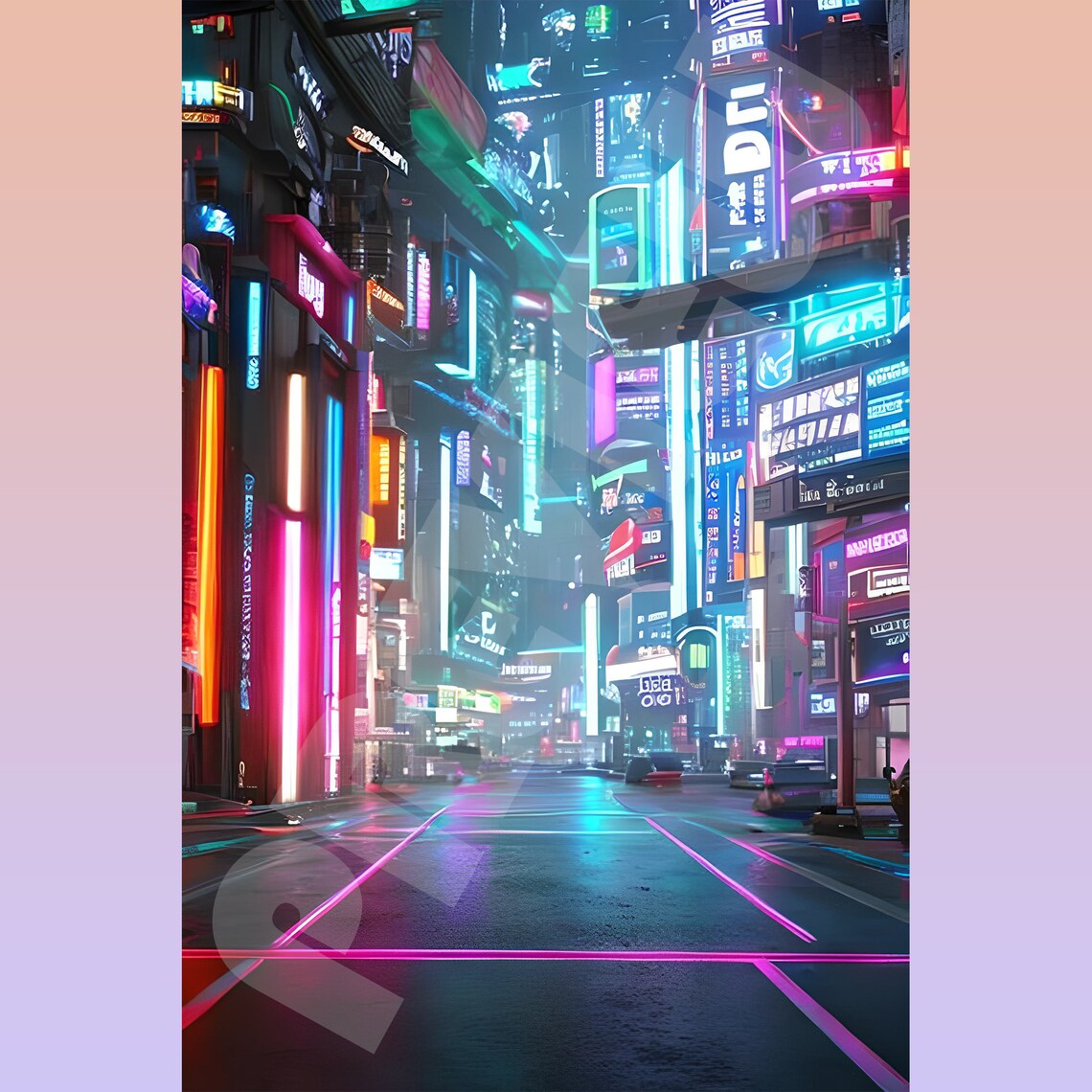 10 Cyberpunk Digital Backdrops neon Lights: Futuristic Street Backdrops ...