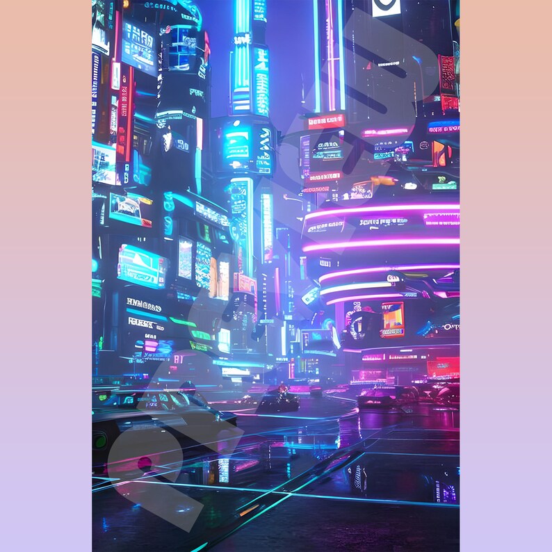 10 Cyberpunk Digital Backdrops neon Lights: Futuristic Street Backdrops ...