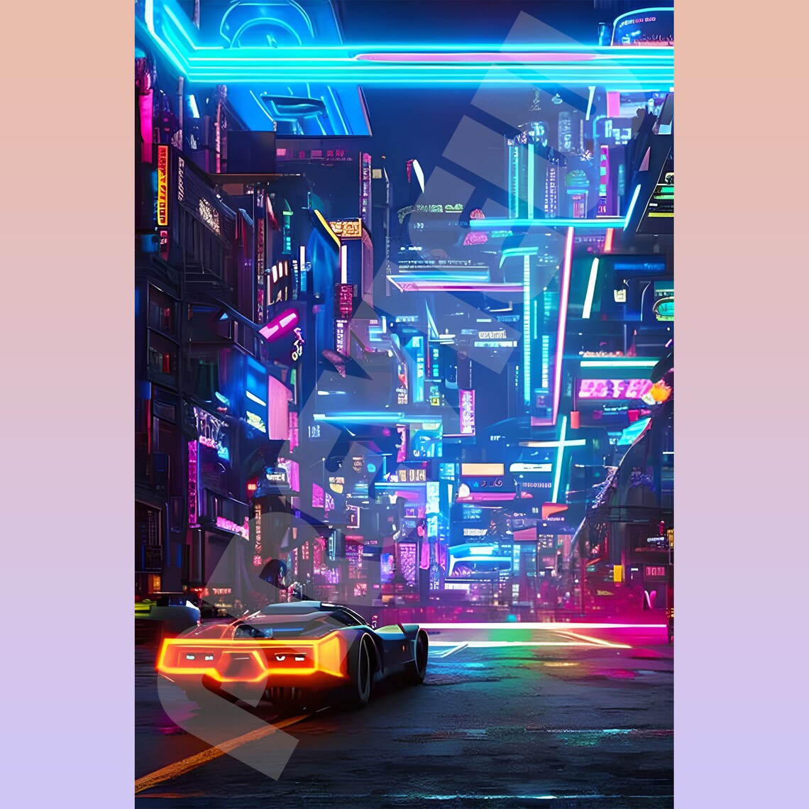 10 Cyberpunk Digital Backdrops neon Lights: Futuristic Street Backdrops ...