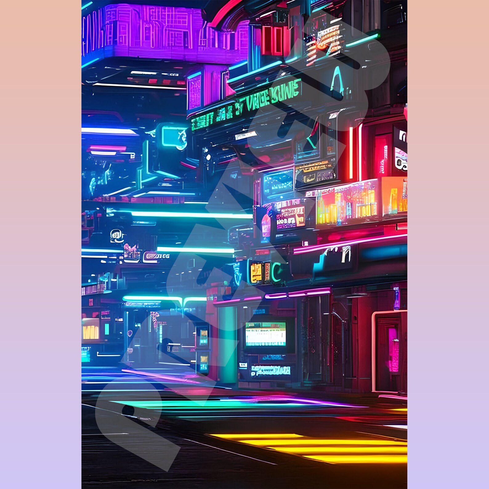 10 Cyberpunk Digital Backdrops neon Lights: Futuristic Street Backdrops ...