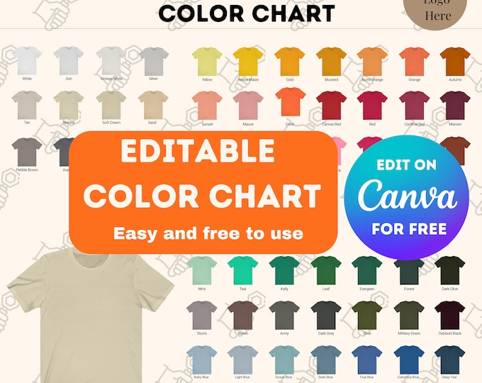 District DT6104 Color Size Chart EDITABLE Canva Template DT6104 V.I.T ...