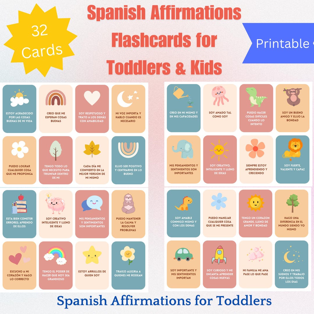 Spanish Affirmation Flashcards for Kids. Spanish Positive Affirmations ...
