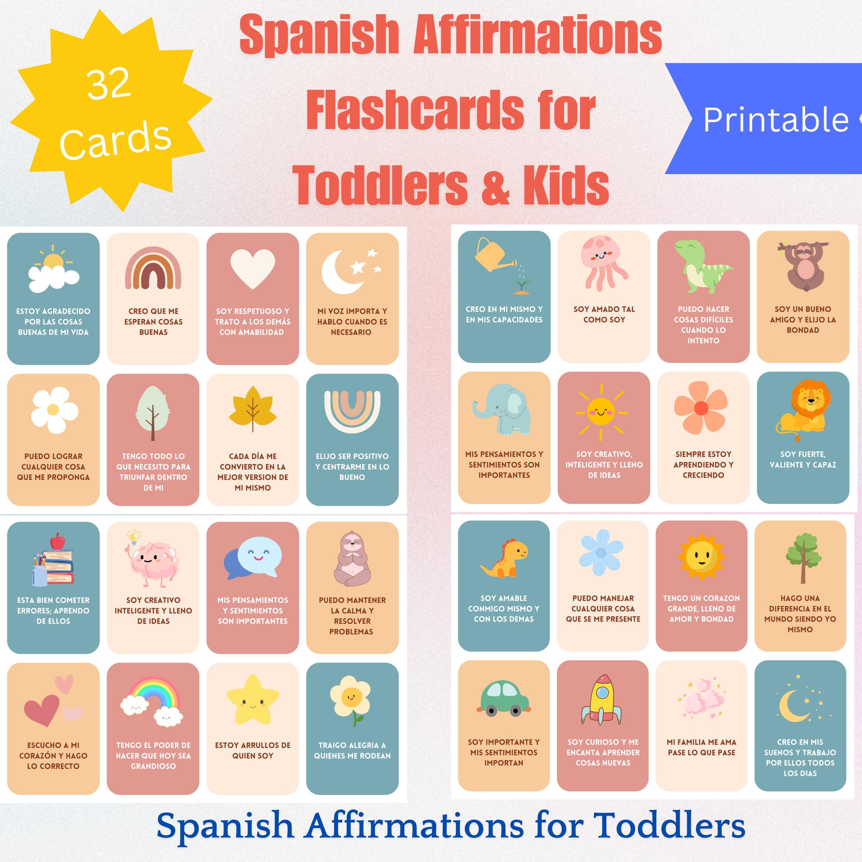 Spanish Affirmation Flashcards for Kids. Spanish Positive Affirmations ...