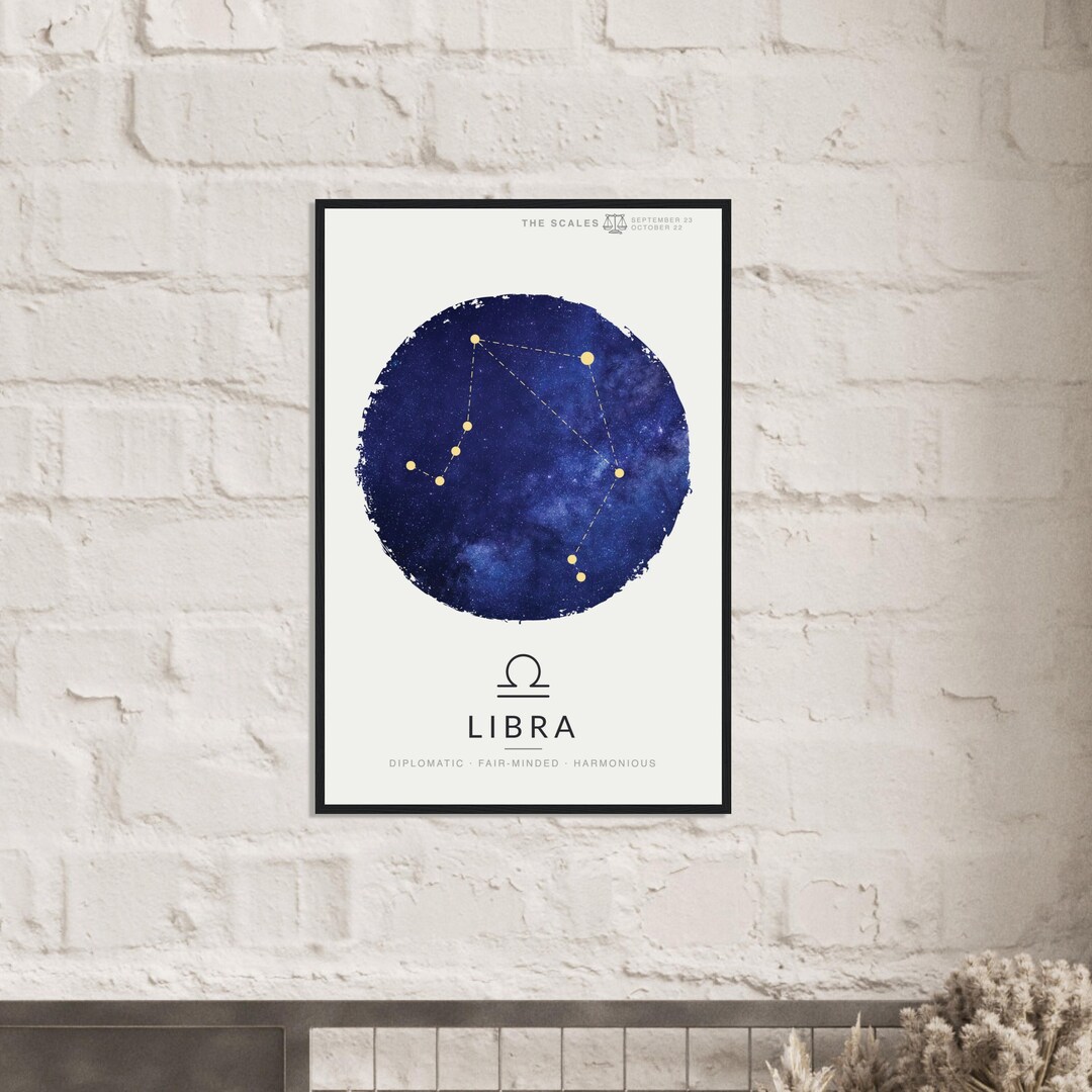 Libra Constellation Art Framed Print, Star Sign Print, Horoscope Print ...