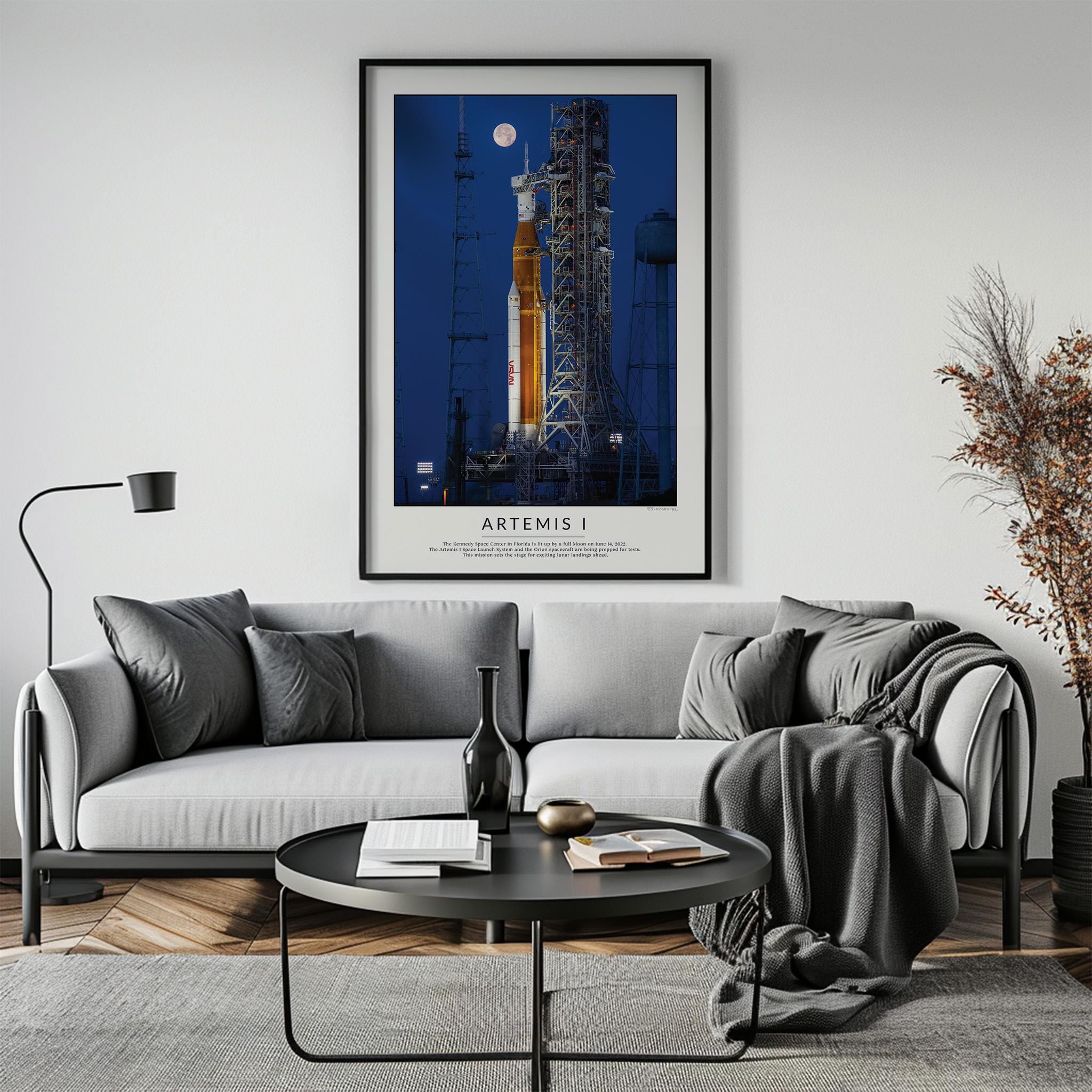 Artemis I A Full Moon Over Artemis, Spaceflight Framed Photography ...