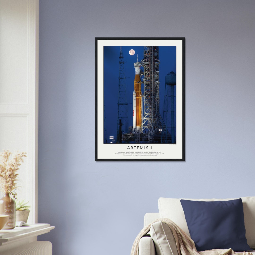 Artemis I A Full Moon Over Artemis, Spaceflight Framed Photography ...