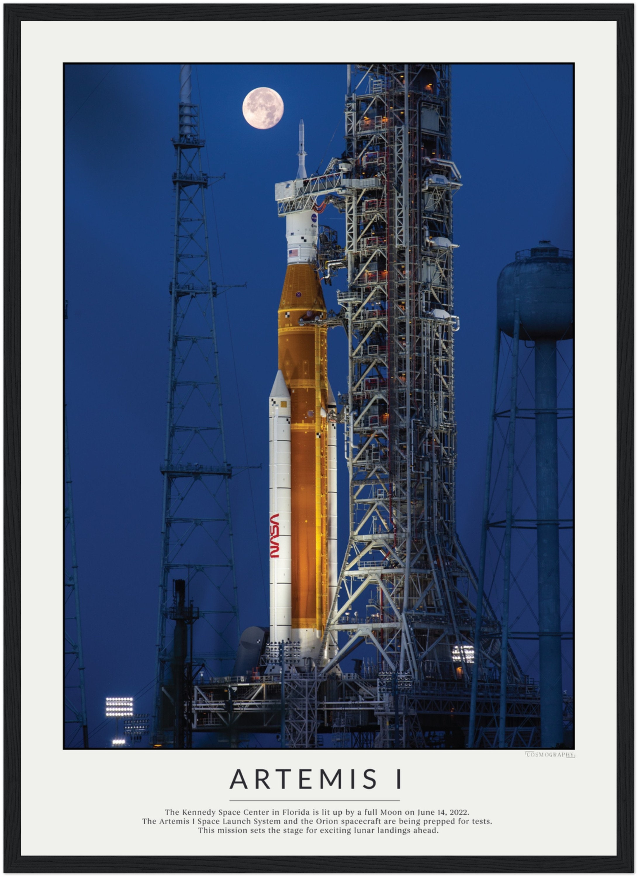 Artemis I A Full Moon Over Artemis, Spaceflight Framed Photography ...