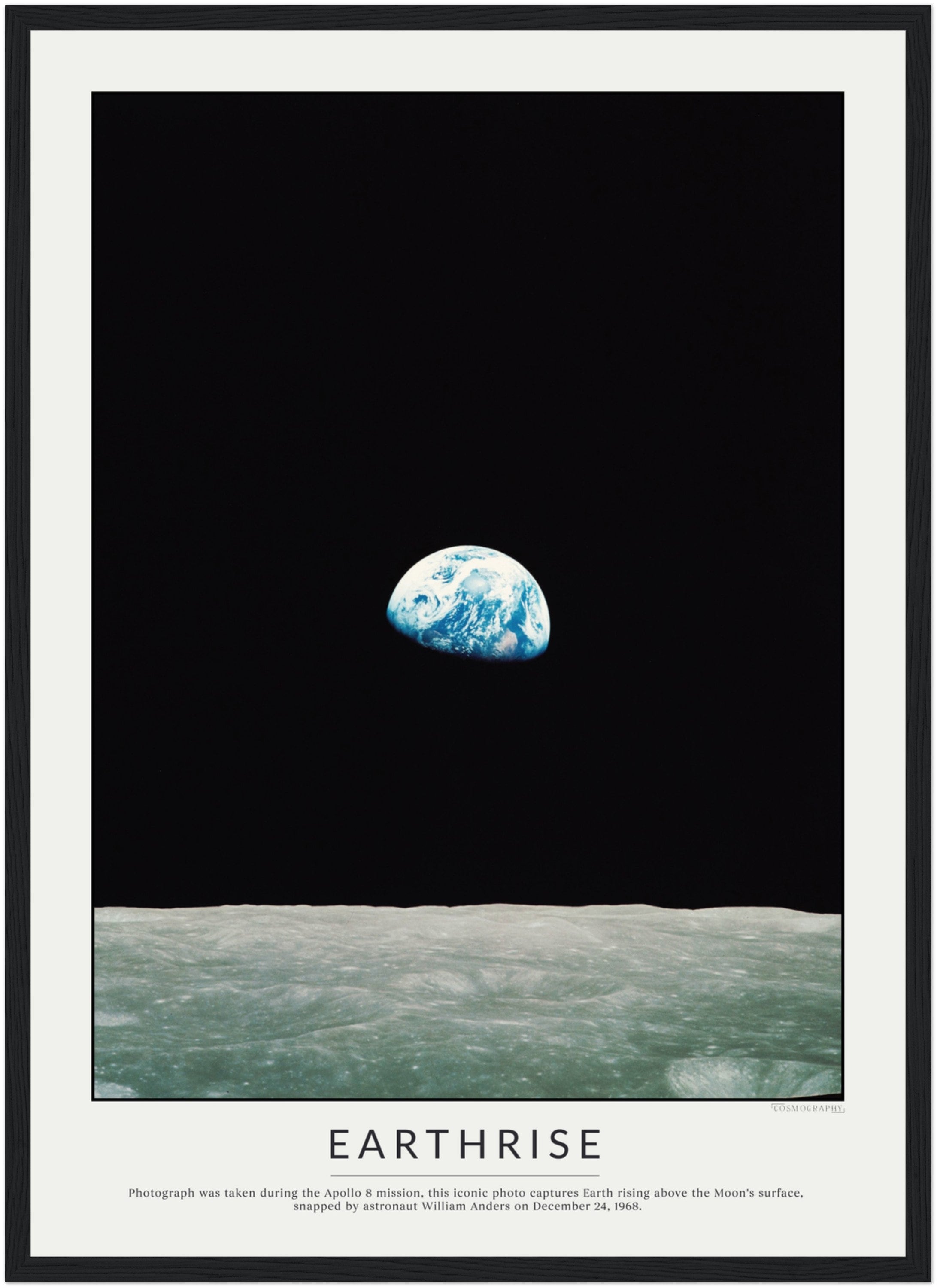 Earthrise Apollo 8, Spaceflight Framed Photography, Home Wall Décor ...