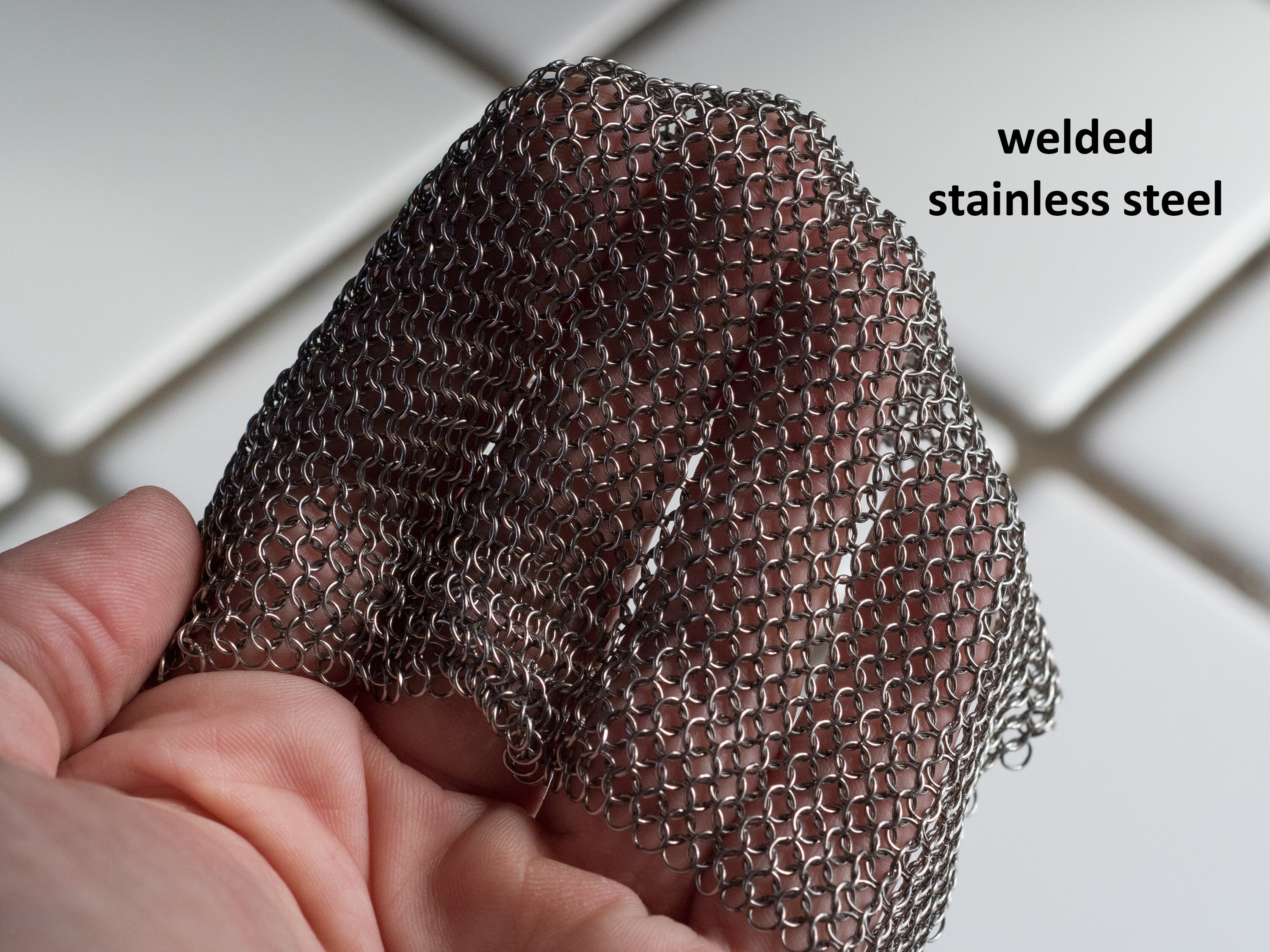 Cast Iron Pan Scrubber | Stainless Steel Welded Chainmail | Dishwasher ...