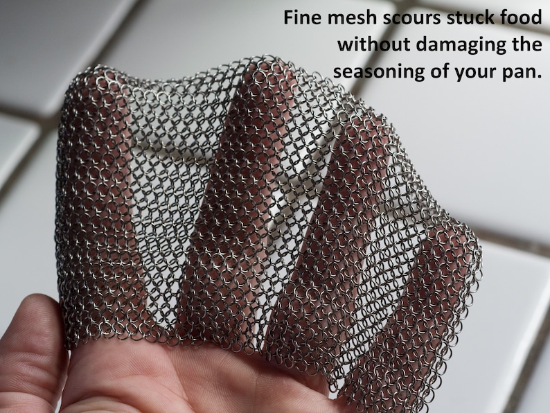 Cast Iron Pan Scrubber | Stainless Steel Welded Chainmail | Dishwasher ...