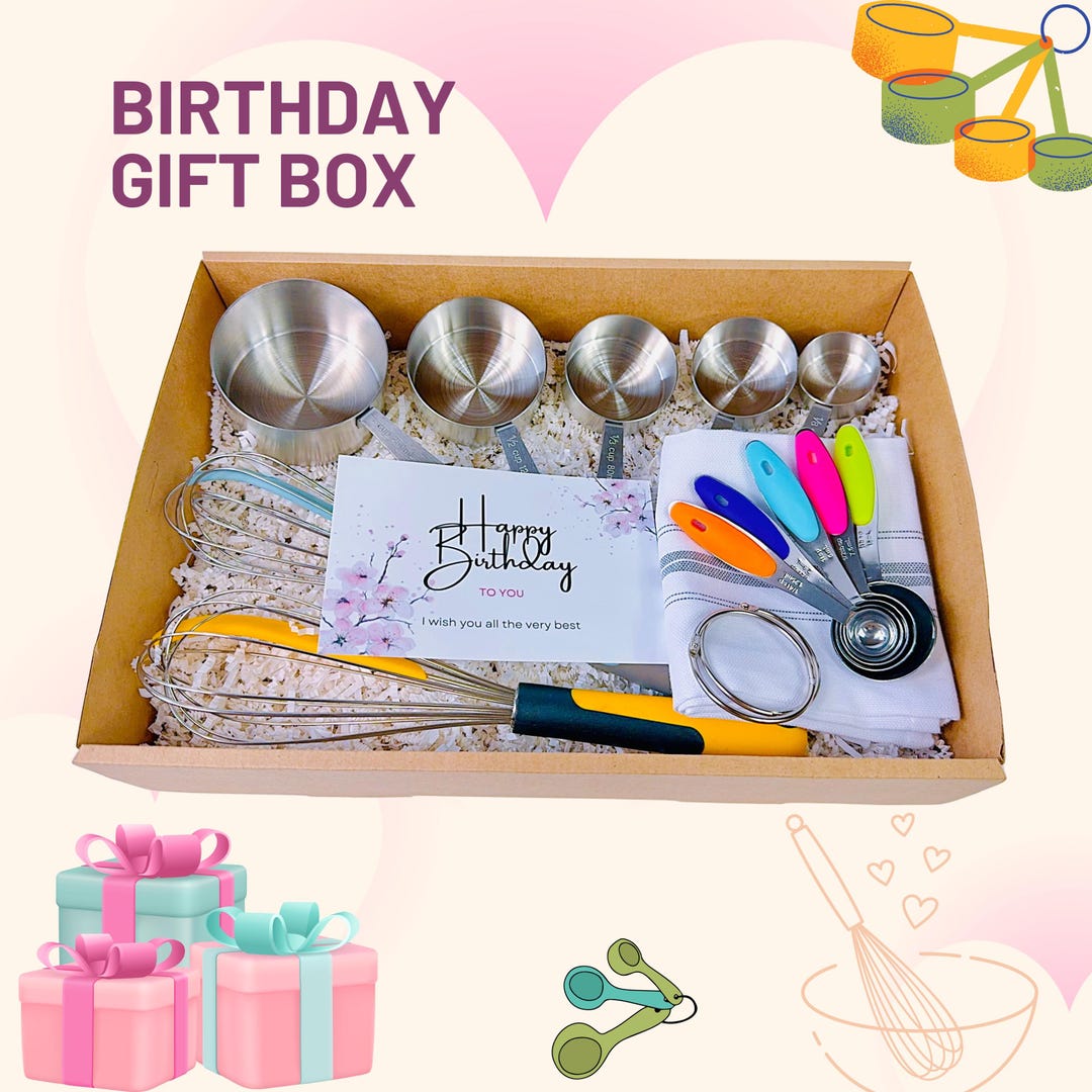 Kitchen Gift Box Measuring Cups and Spoons Set Whisk With Dish Towel ...
