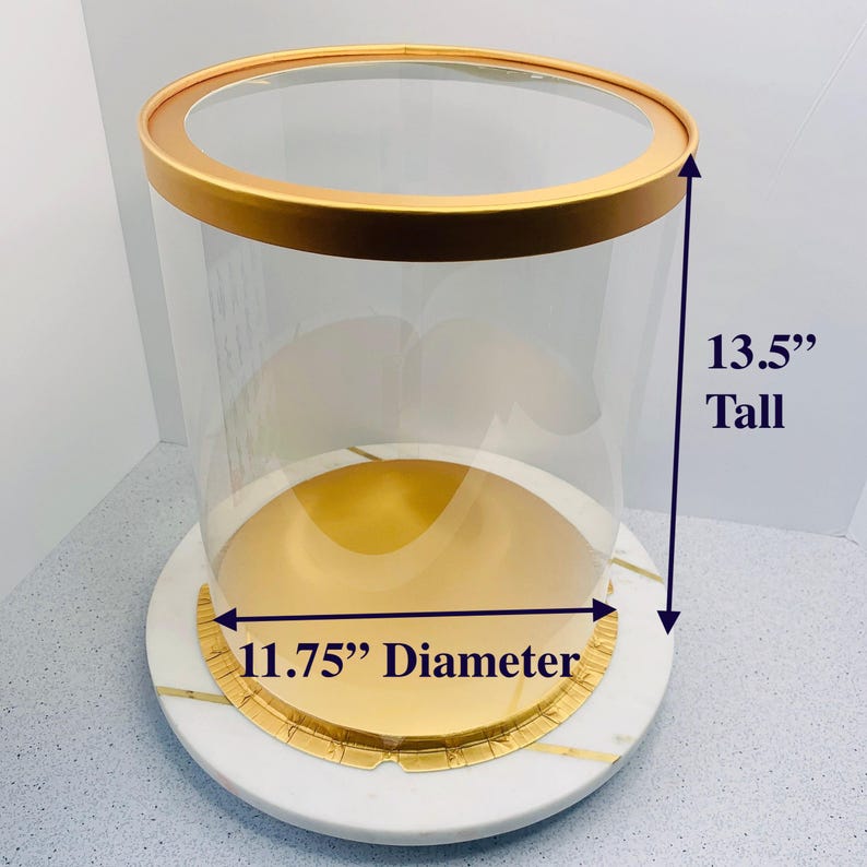 Gold Tall Clear Cake Box, 11.75 Inch Round X 13.5" High, Transparent ...