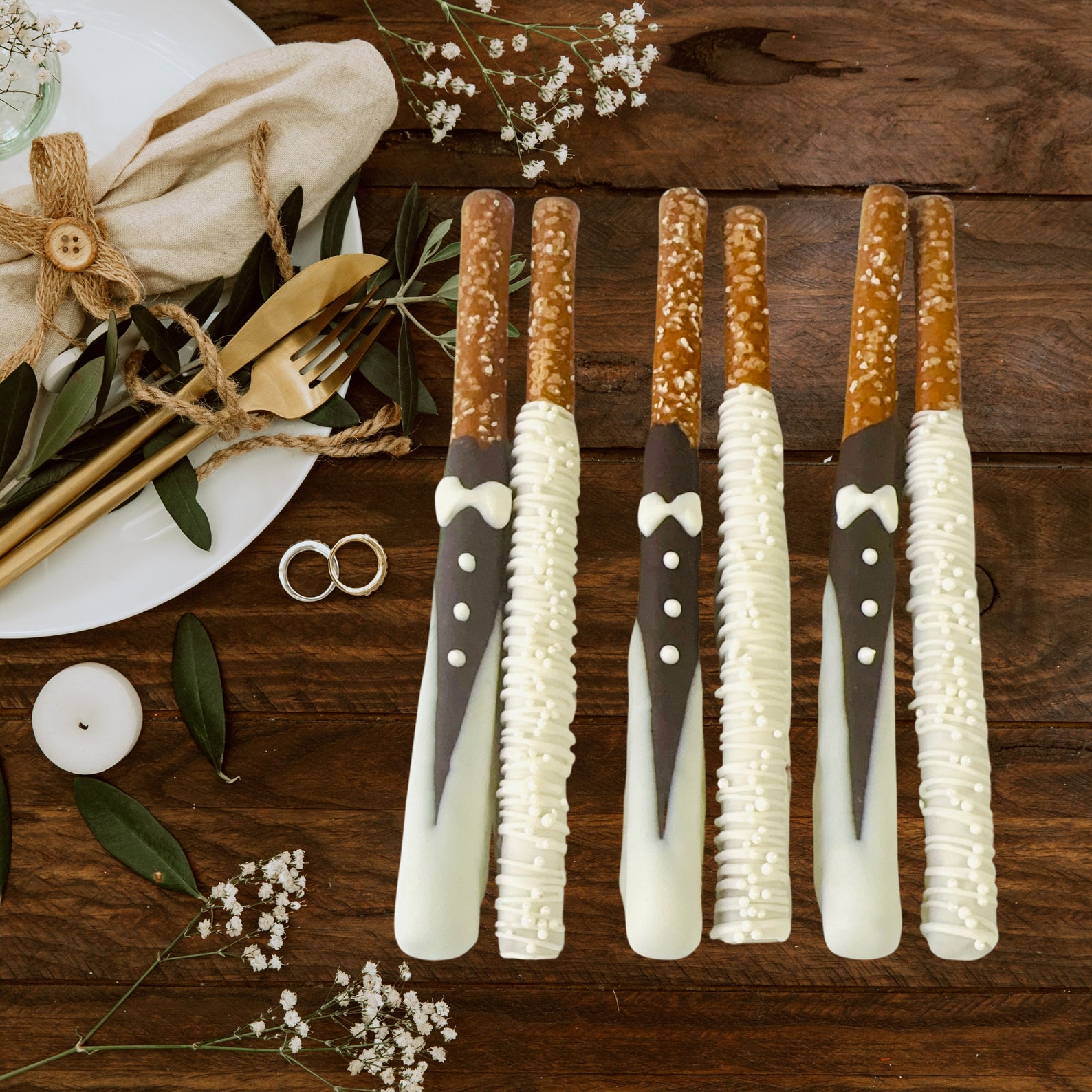 Personalized Bridal Shower Favors Chocolate Dipped Pretzel Rods, Bridal ...